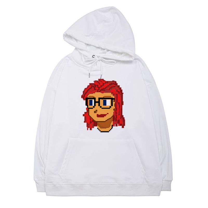 Buy Autumn 8 Bit Sweetie Print Unisex White Hoodies Drawstring Pocket ...