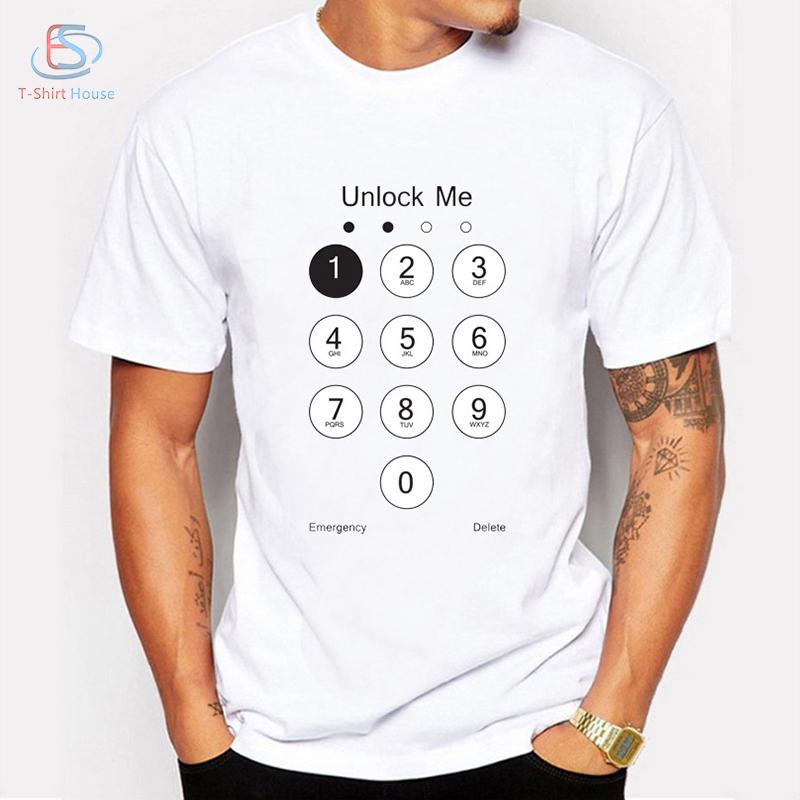 Buy Unlock Me Printed Short Sleeve O-neck T-shirt All-match White Tee ...