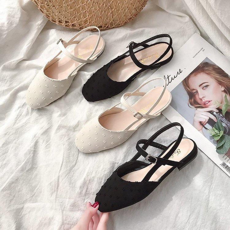 Satın alın Fashion Baotou Flat Bottom Thick Heels Women's Pointed ...