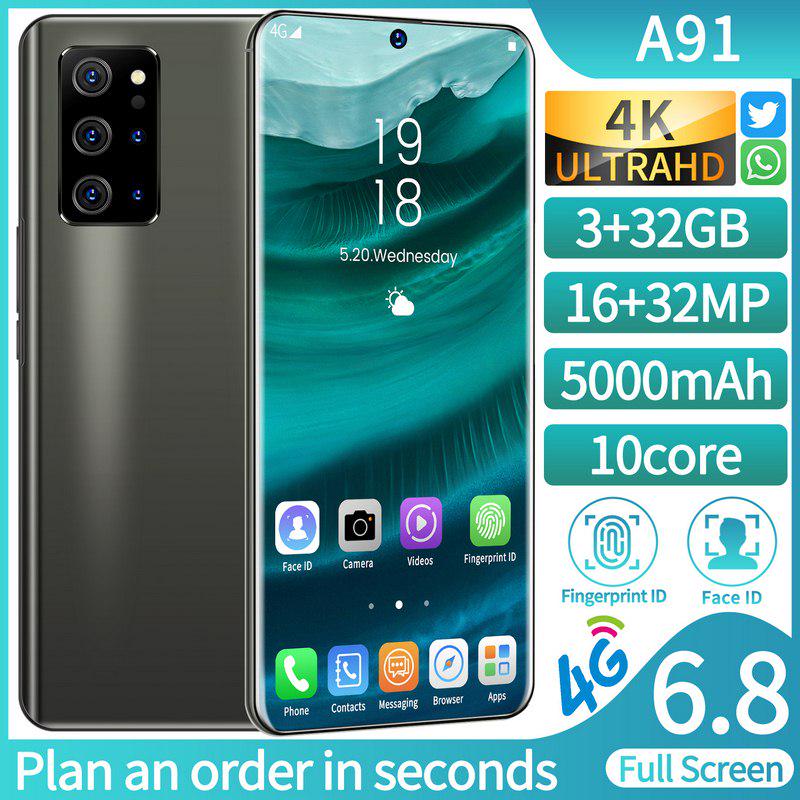 Smart Phone A91 3G RAM 32G ROM 13MP+24MP Android Phone 6.8Inch Screen ...