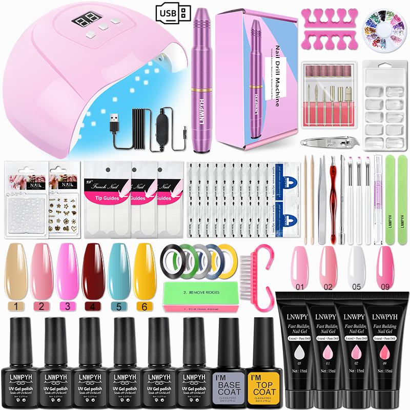 Buy Manicure Set Poly Nail Gel Kit Professional Nail Set With Nail Lamp ...