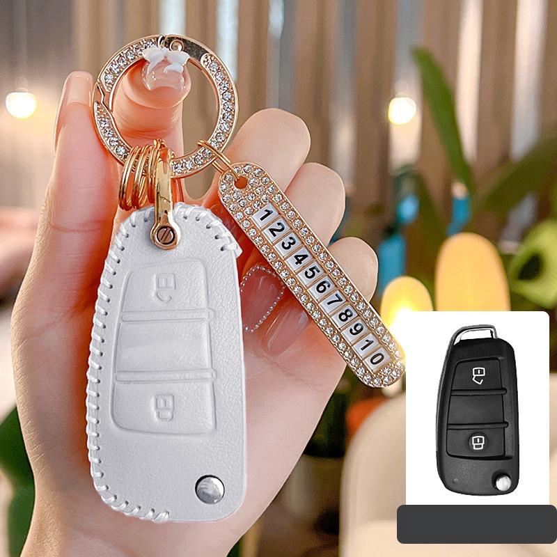Genuine Leather Pink Car Key Case Cover Fob Shell for Chery Arrizo ...