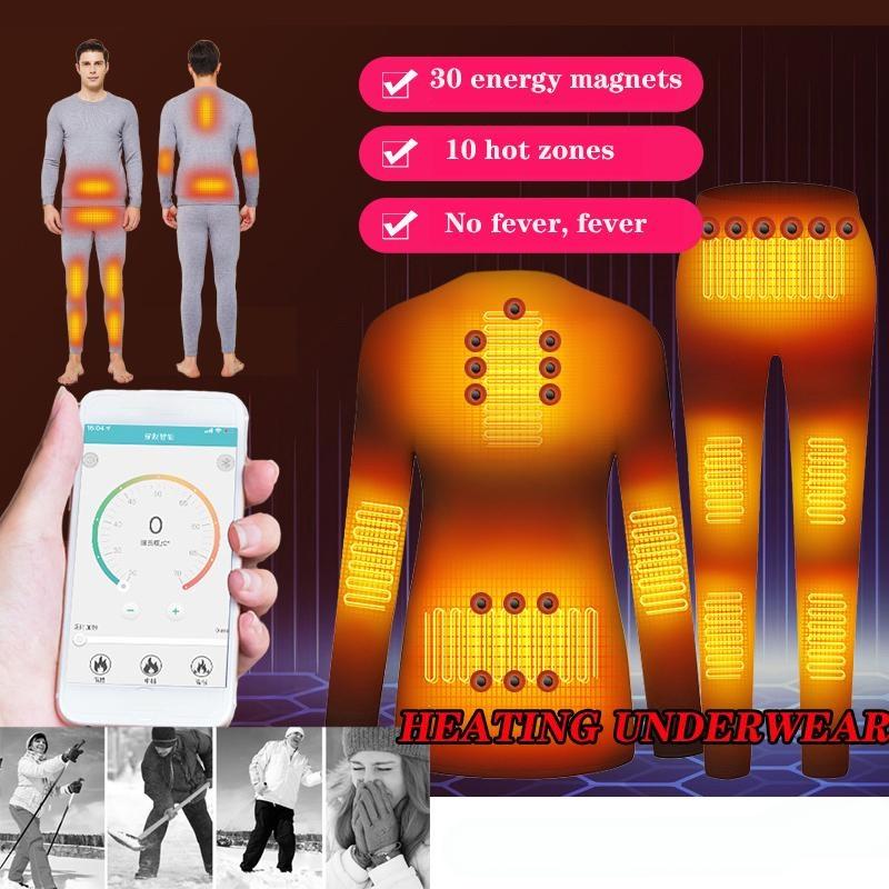 Buy Men Winter Warmer Electric USB Heating Thermal Underwear Heated ...