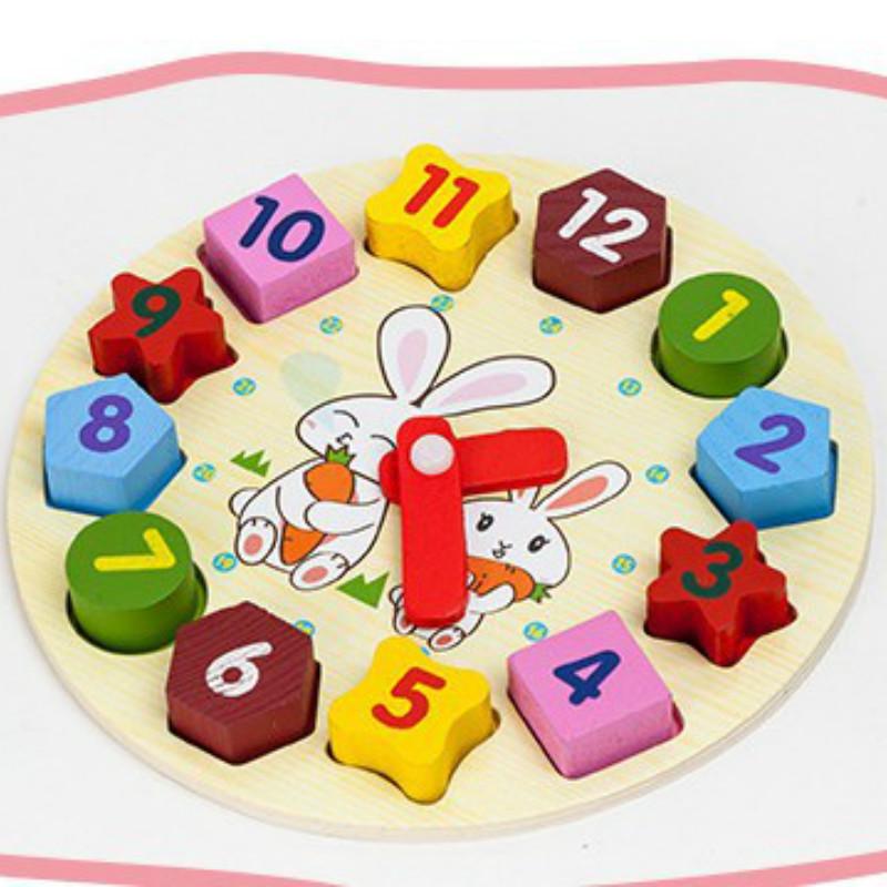 Buy Kid's Baby's Wooden Digital 12 Numbers Clock Blocks Educational ...