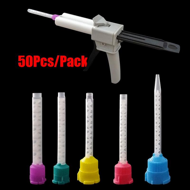 50PCS Syringe Nozzles Impression Materials Silicon Rubber Head Dental ...