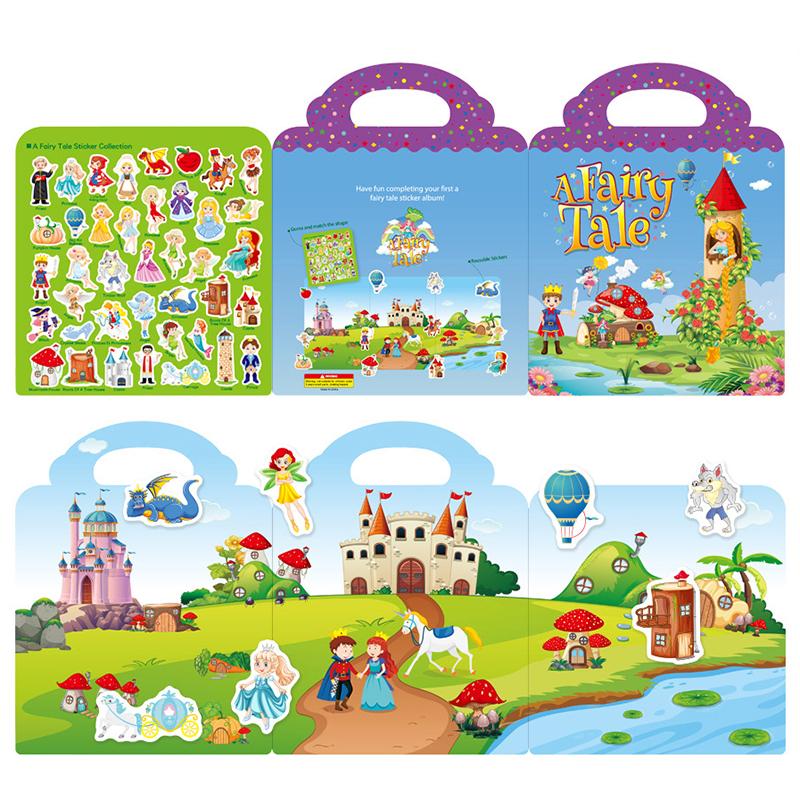 Cheap Kids Stickers Book Educational Toys DIY Scene Puzzle Reusable ...