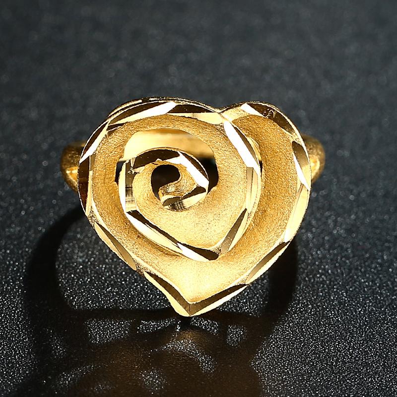 Buy Love Heart Ring For Women Romantic Multilayer Flower 18K Gold ...