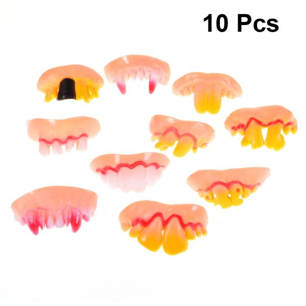 Buy 10pcs Fake Teeth Cosplay Dentures Halloween Decorative Rotten Tooth ...