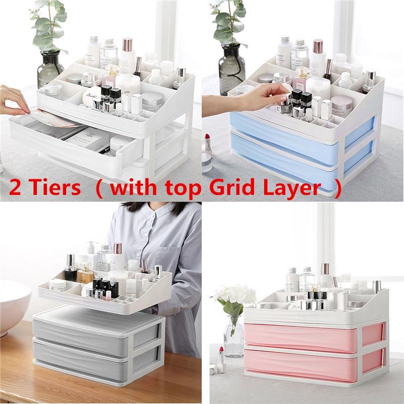 Buy 2/3 Tier Plastic Cosmetic Drawer Makeup Organizer Makeup Storage ...