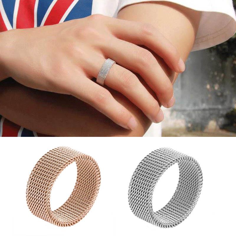 Buy New Stainless Steel Woven Mesh Ring Wide Edged Ring Exquisite ...