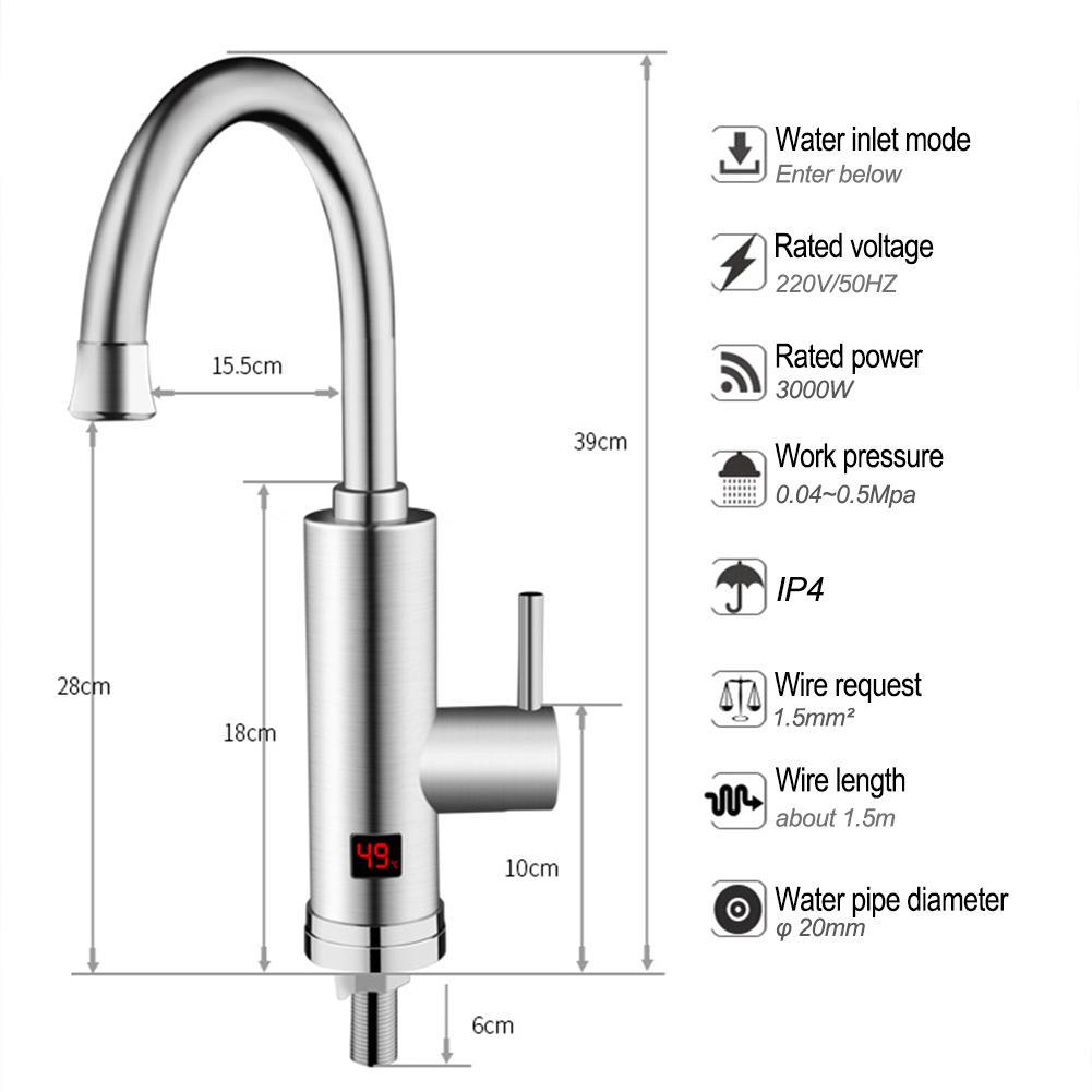 Stainless Steel Hot Faucet Instantaneous Electric Water Heater Tap AU ...
