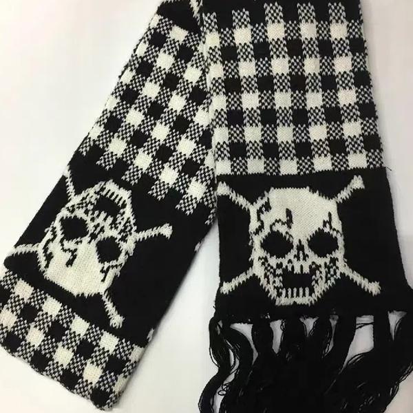 Buy Scarf Autumn and Winter Y2k Harajuku Skull Thickened Warm Knitted ...
