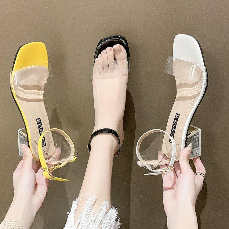 Buy Transparent Sandals Women's Summer New Style Fashion Thick Heel Mid ...