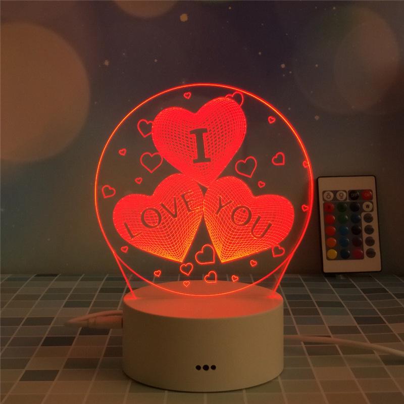 Buy Multiple Patterns 3D Colors Changeable Night Light Bedside Lamp ...