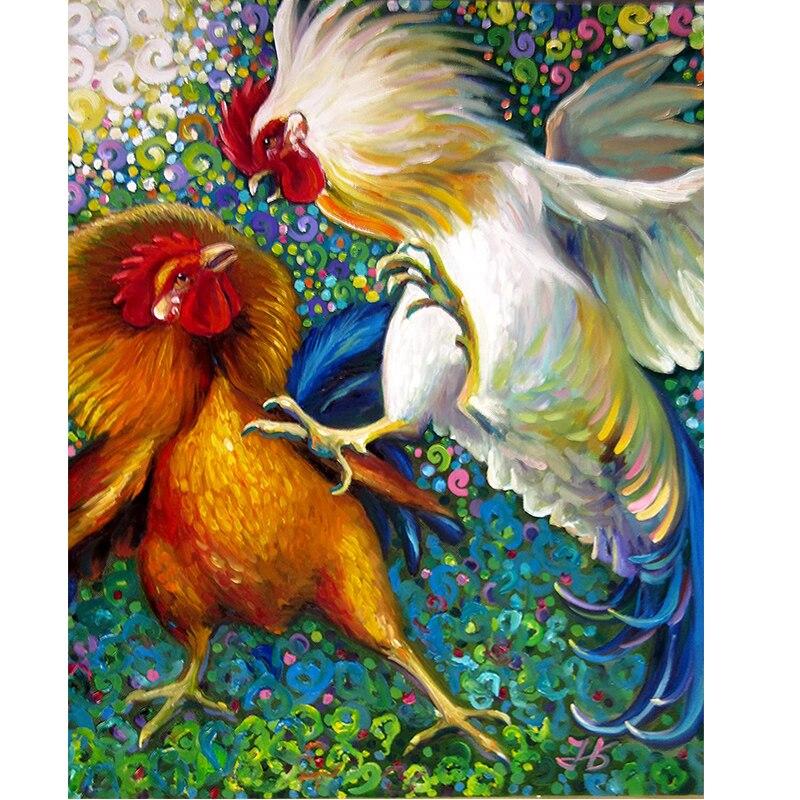 Cheap Full Square Round Diamond Painting Rooster Hen Chicken Diamond ...