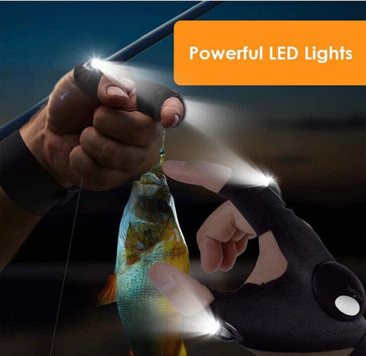 Buy Outdoor Night Light Waterproof Fishing Gloves with LED Flashlight ...