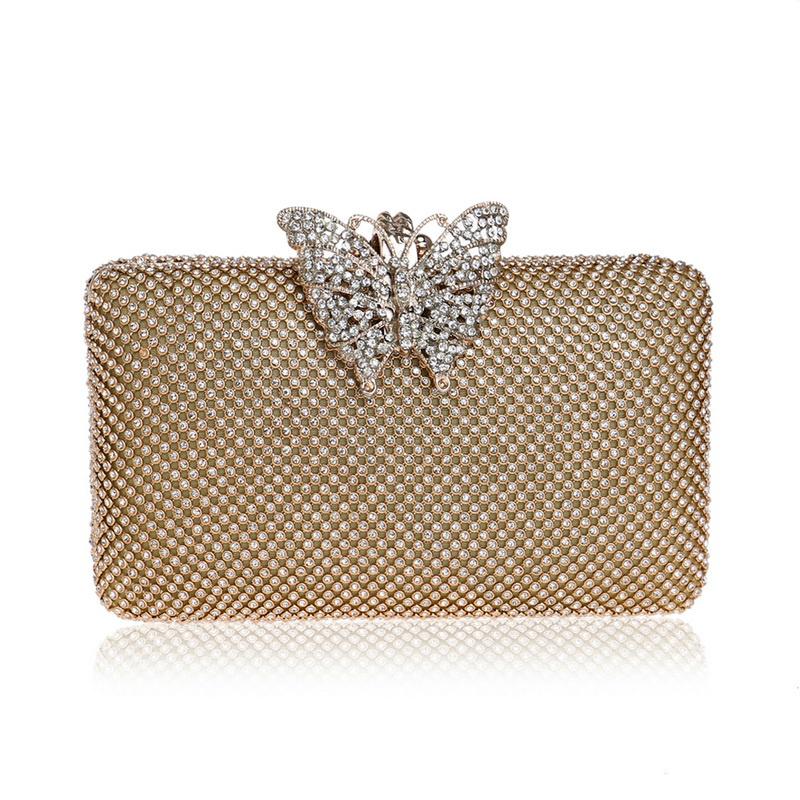 Cheap Butterfly Metal Rhinestones Bag Female Crystal Evening Clutch ...