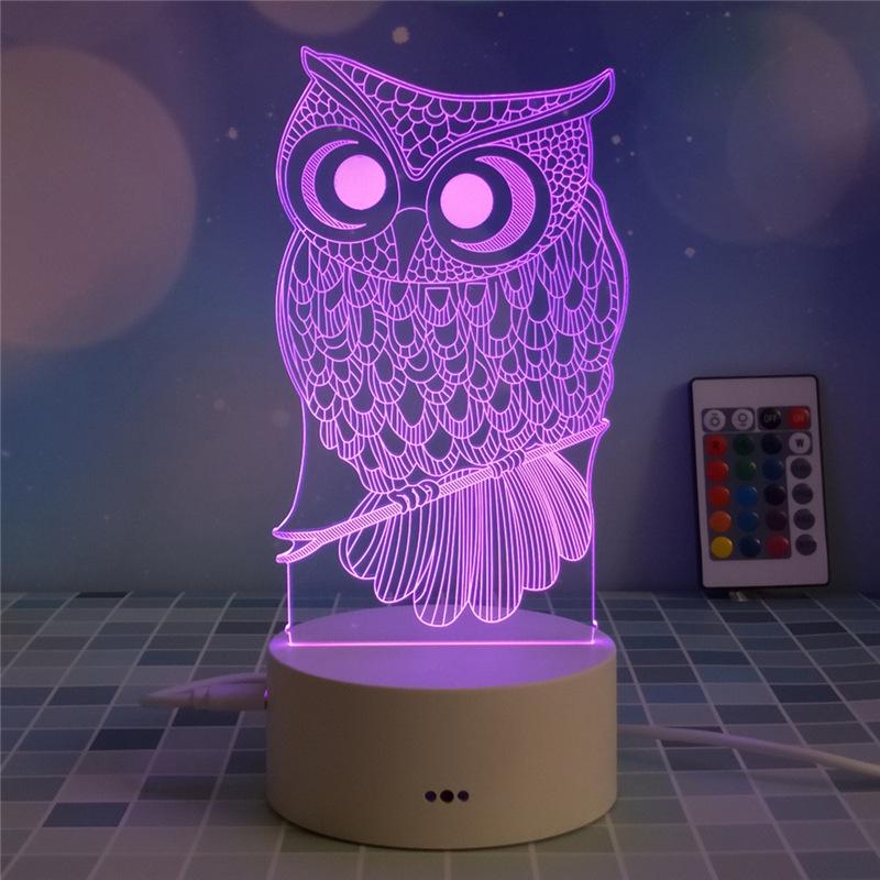 Buy Multiple Patterns 3D Colors Changeable Night Light Bedside Lamp ...