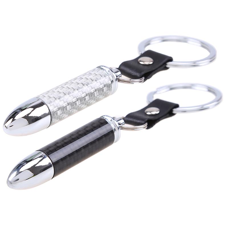 3D Carbon Fiber Bullet Shape Key Chain for Car Motorcycle Bicycle ...