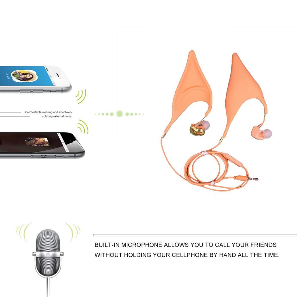 Buy Cute Elf Shape Earphone Noise Reduction In-ears Universal Wired Ear ...