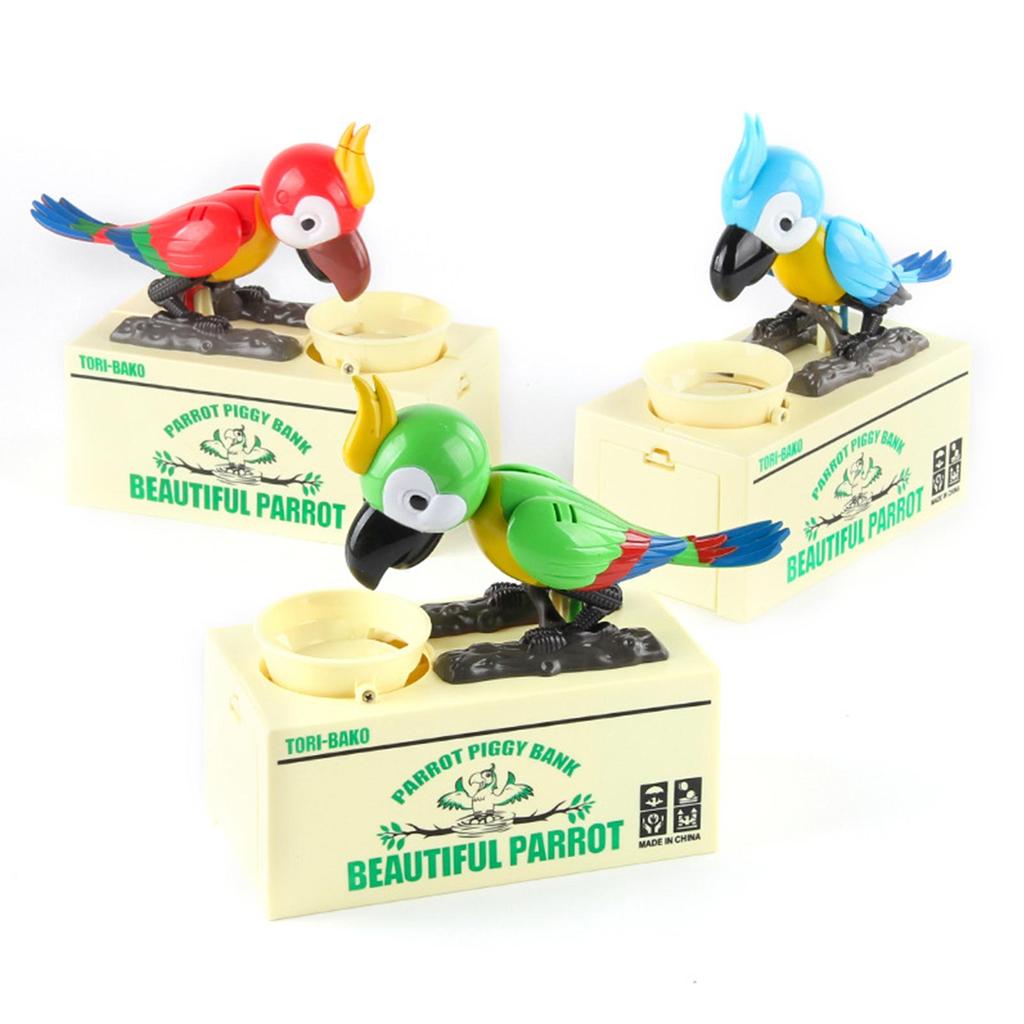 Buy Parrot Piggy Bank-Cute Hungry Eating Parrot Coin Bank-Coin Munching ...