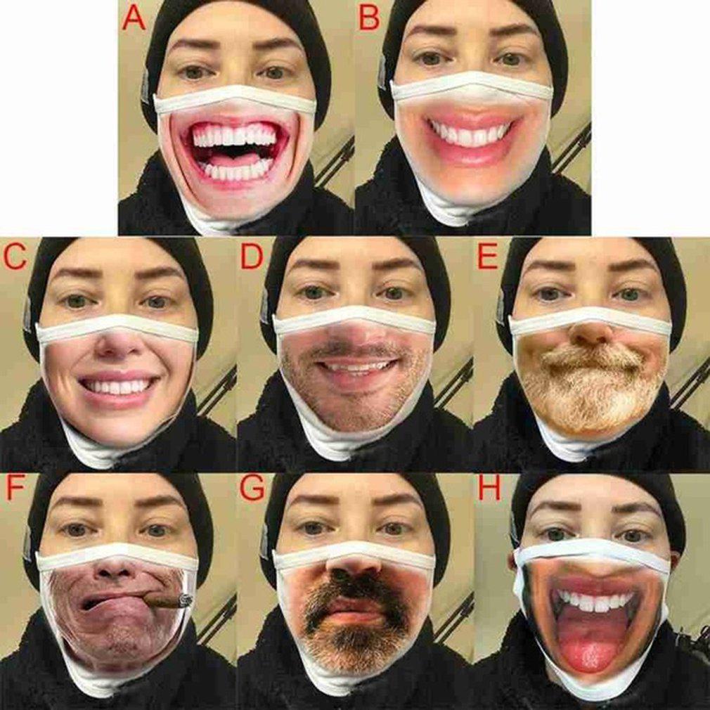 Buy Unisex Funny Face Printed Masks Adult Washable Reusable Cotton ...