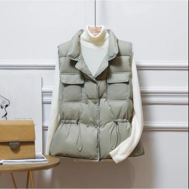 Buy Down Vest Female Short Section Fashion Standing Collar Waist Slim ...