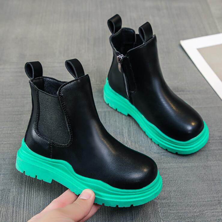 Spring and Autumn Girls Chelsea Boots Thickened Bottom Round Toe Boots ...