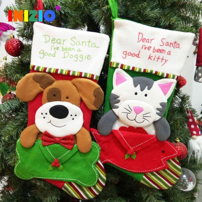 Buy Christmas Decoration Dog Cat Envelope Pet Socks Christmas ...