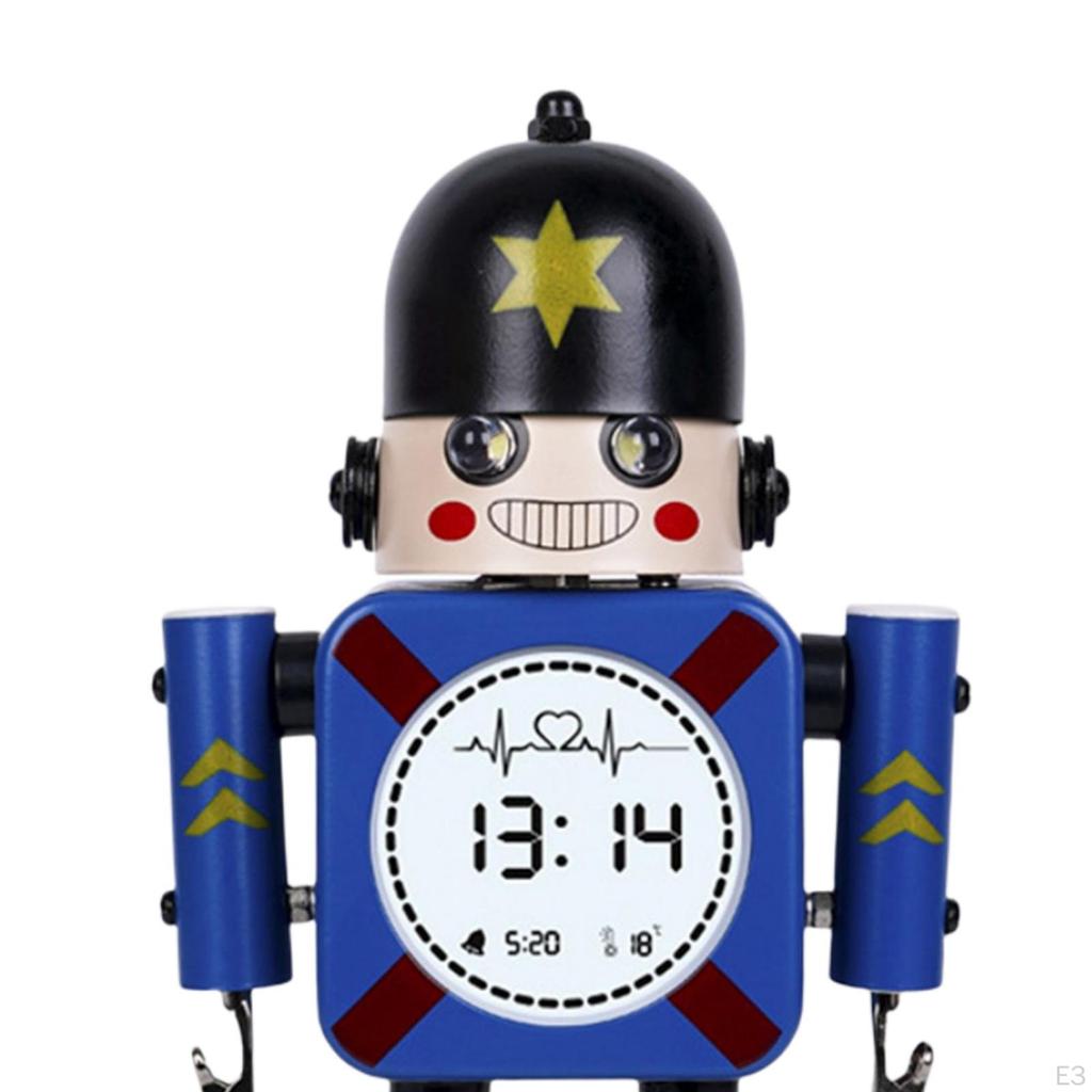 💰Kaufe Children Robot Alarm Clock with Eye Light Without Ticking Sound Wake up red zum besten ...