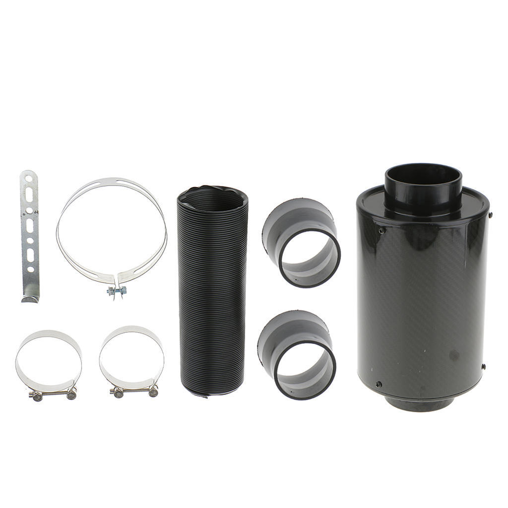 Universal Carbon Fiber Cold Air Intake System 3" Inlet Filter Box ...