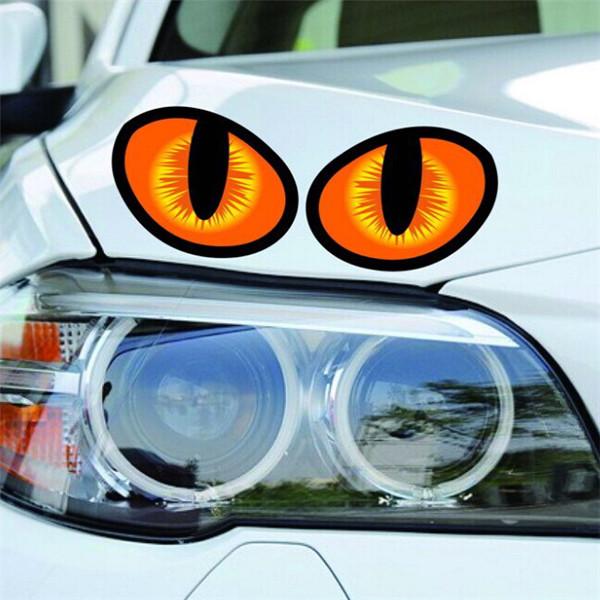 9.5cm*7cm 3D Cat Eye Car Sticker Rearview Mirror Peeking Funny Car ...