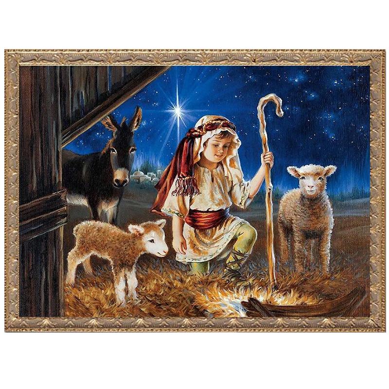 Buy 5D DIY Diamond Painting Sheep And Peple Full Round Rhinestone Sets ...