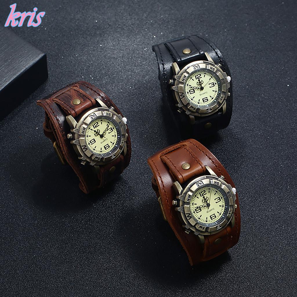 Men Punk Retro Simple Fashion Pin Buckle Strap Leather Watch-buy at a ...