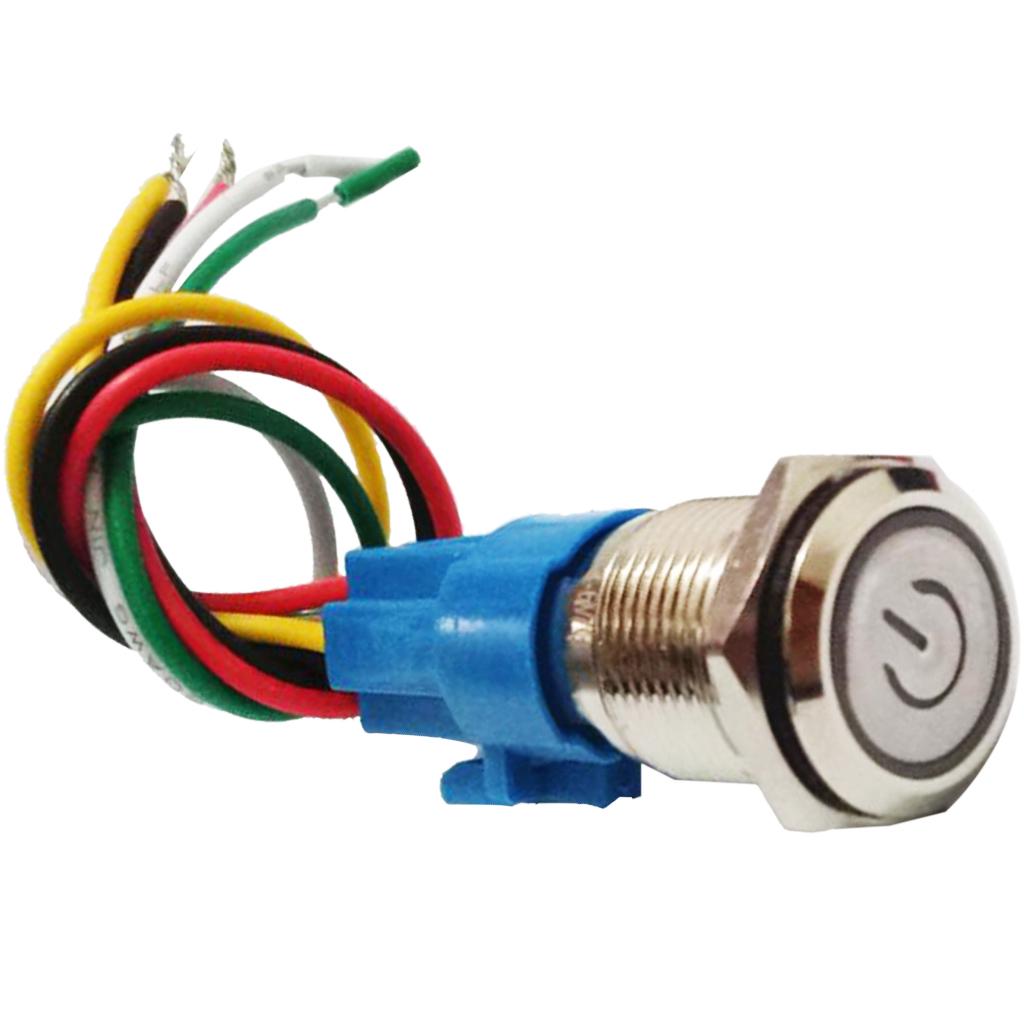 16mm Flat Round Selfreset Metal Push Button Switch Universal 220V Green ...