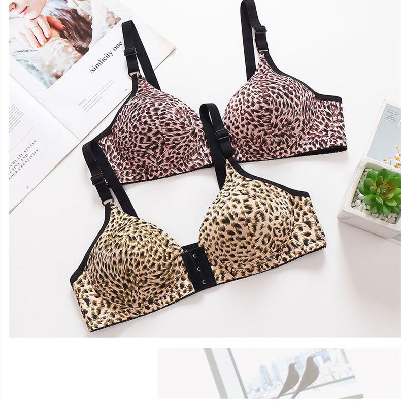 Köp Front Button Leopard Print Large Size Thin No Steel Ring Bra ...