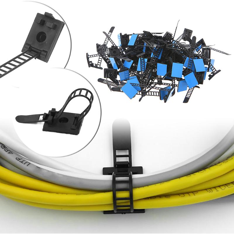 Buy 100 Pcs Adjustable Cable Clips Self-Adhesive Cord Fixer Wire Clamp ...