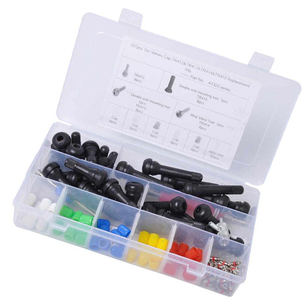 Buy 107pcs Auto TR412 TR413 TR414 TR418 Replacement Tire Valve Core Kit ...