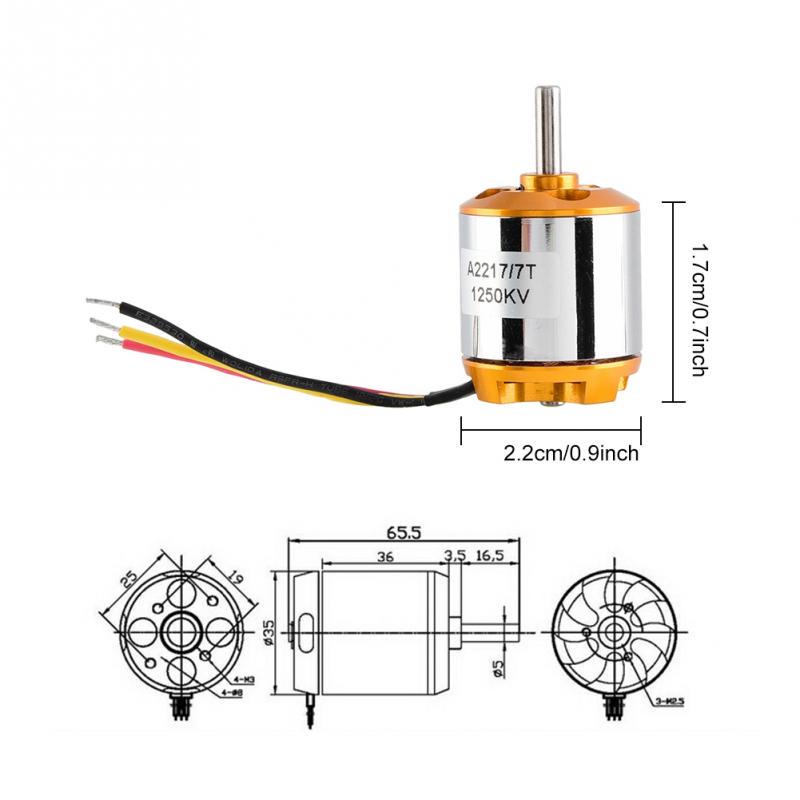Buy A2217 Brushless Motor RC Fixed Wing Drone Motor 1250KV Big Thrust ...