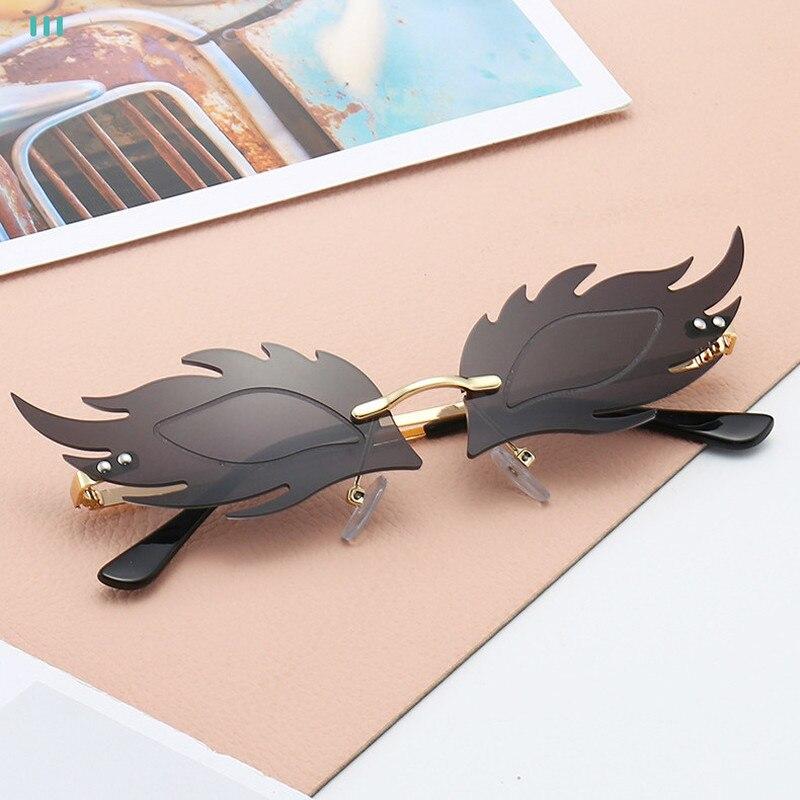 Fashion Luxury Fox Fire Flame Sunglasses Driver Goggles Women Rimless ...