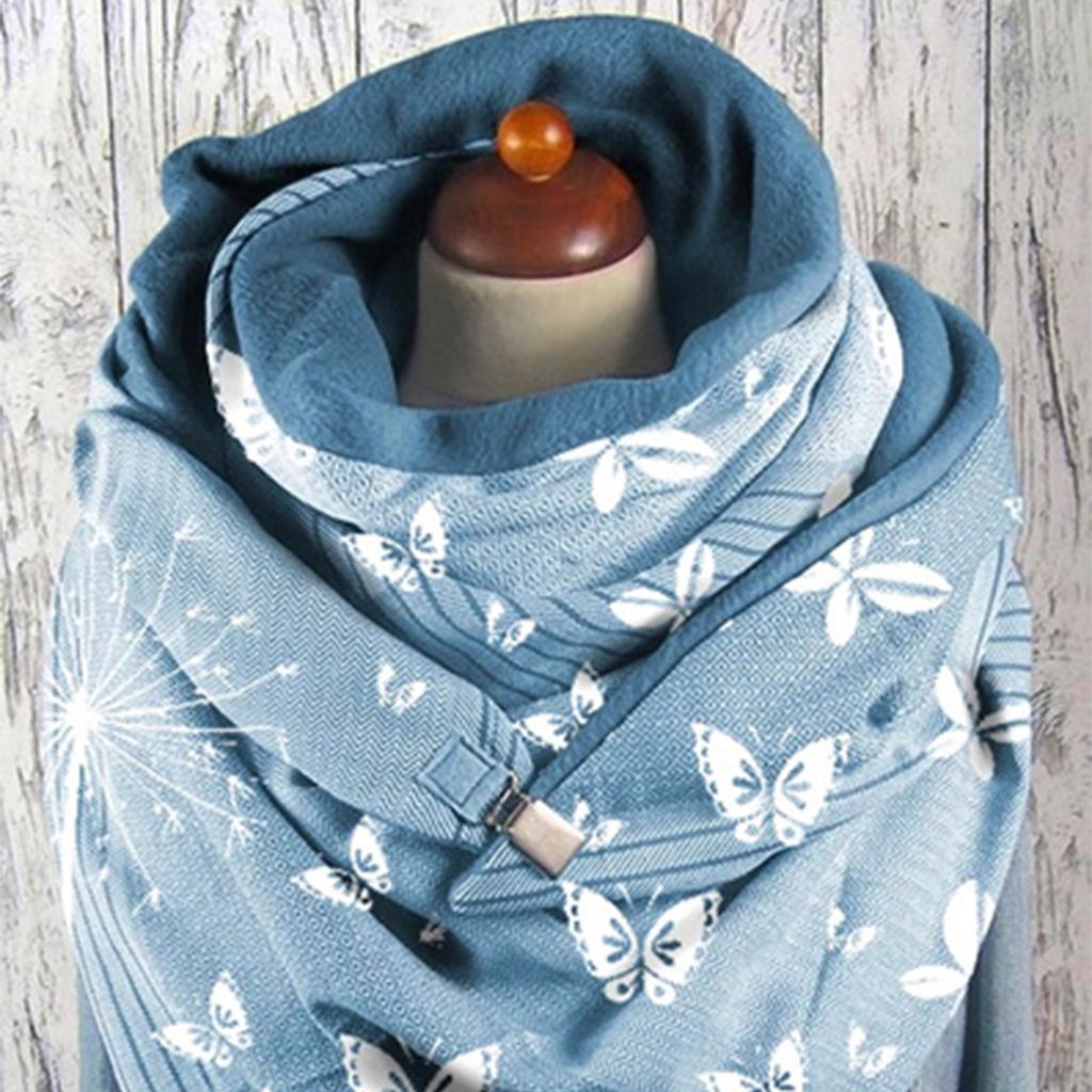 Buy Women Winter Thicken Warm Large Triangle Scarf with Clip Butterfly ...