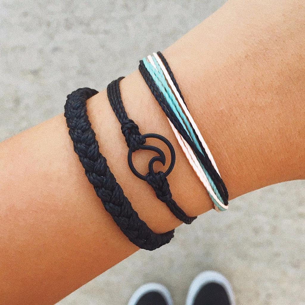 Buy 3pcs/set Bohemian Women Multi-layer Wave Weave Rope Boho Beach ...