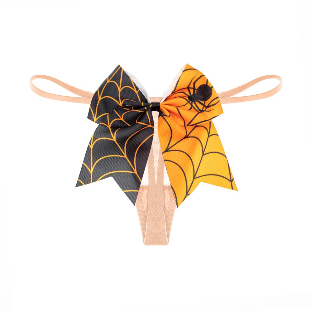 Buy Christmas Halloween Spider Pattern Satin Big Butterfly Thong V ...