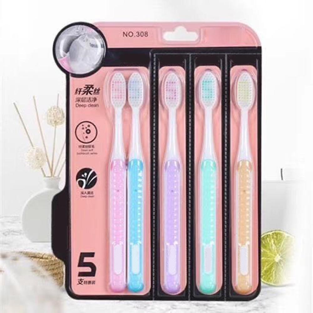 5Pcs Family Pack Toothbrushes Ultra Soft Bristles Ergonomic Brush ...
