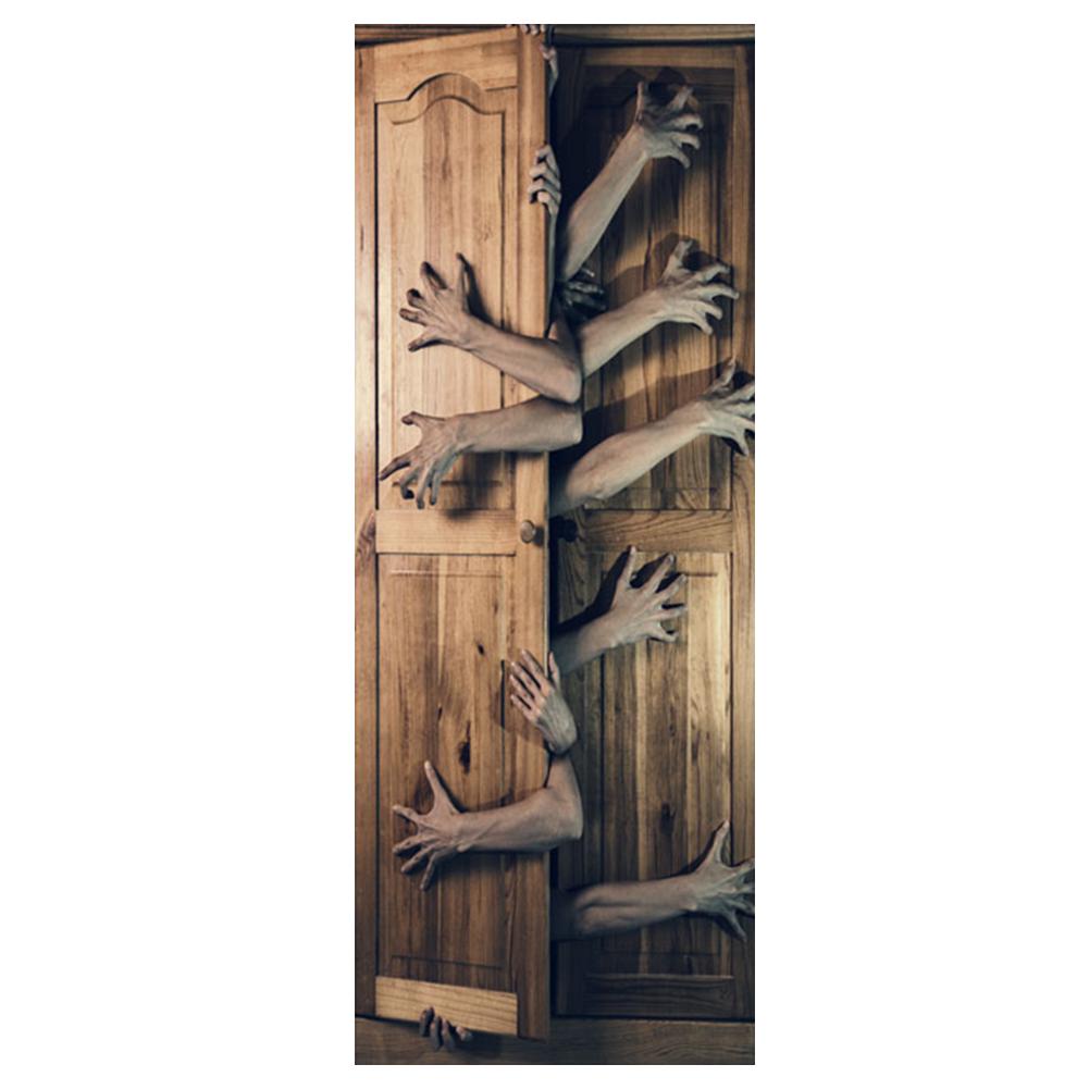 Buy Door Mural Halloween Scary Sticker Self-Adhesive Wallpaper for Home ...