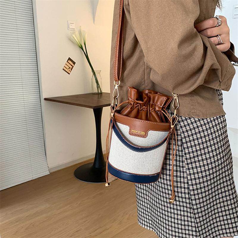 Buy Women Shoulder Bags Cylinder Pu Leather Bucket Bag Casual ...