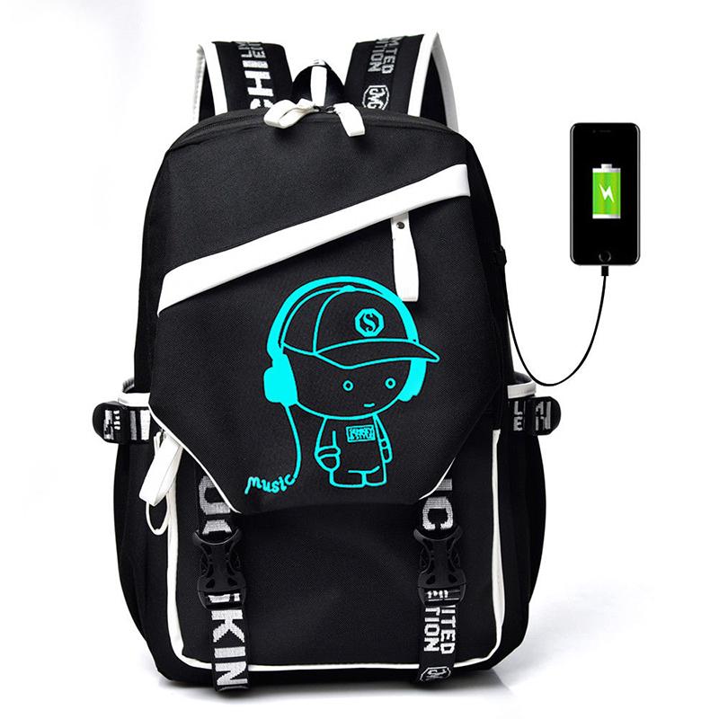 Buy Night Luminous Backpack Boys Girls USB Charging Bookbag School Bag ...