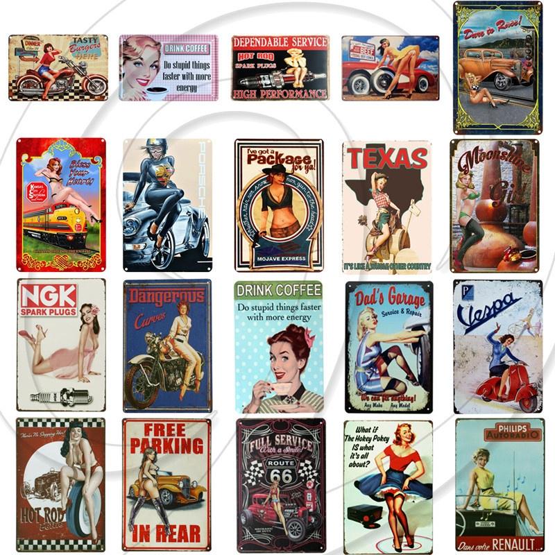 Vintage Motorcycle Tin Signs Metal Poster Garage Shop Man Cave Home ...