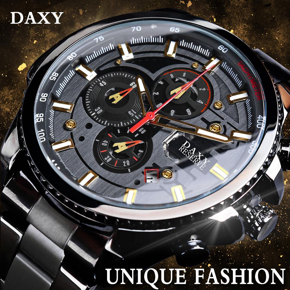 Buy DAXY Quartz Watches Luxury Gold Men's 3 Sub Dial Date Male Sport ...