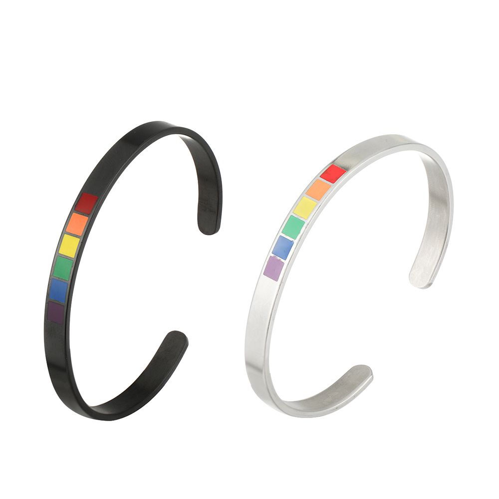 Buy Jewelry Stainless Steel Open Cuff Titanium Rainbow Bracelet Bangles ...